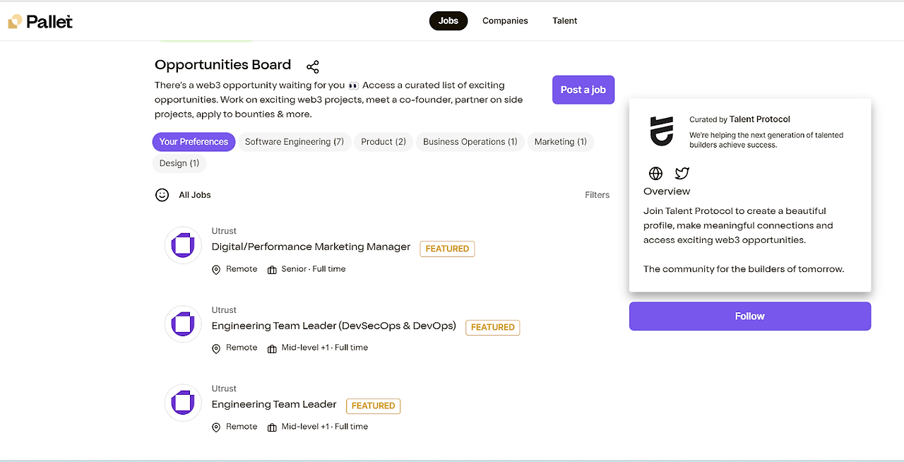 Talent Protocol: Pallet 서비스 소개