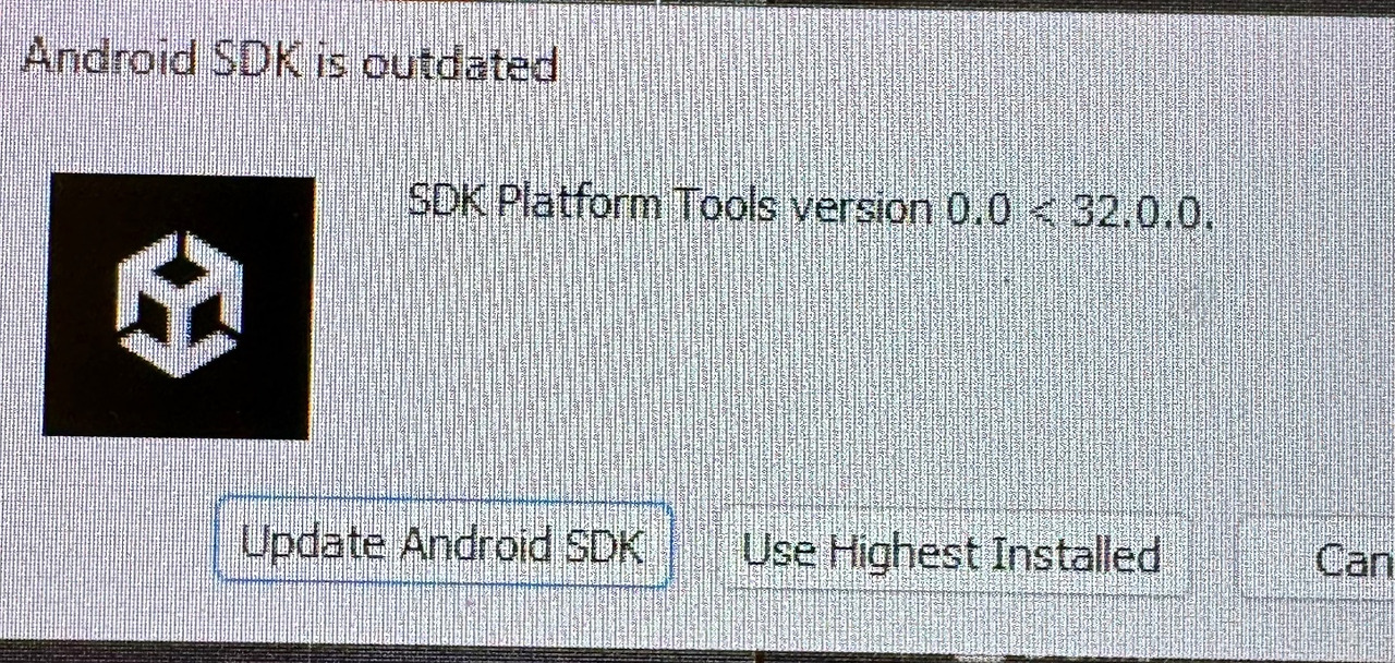 Unity 안드로이드 빌드 오류 (SDK Platform Tools version 0.0