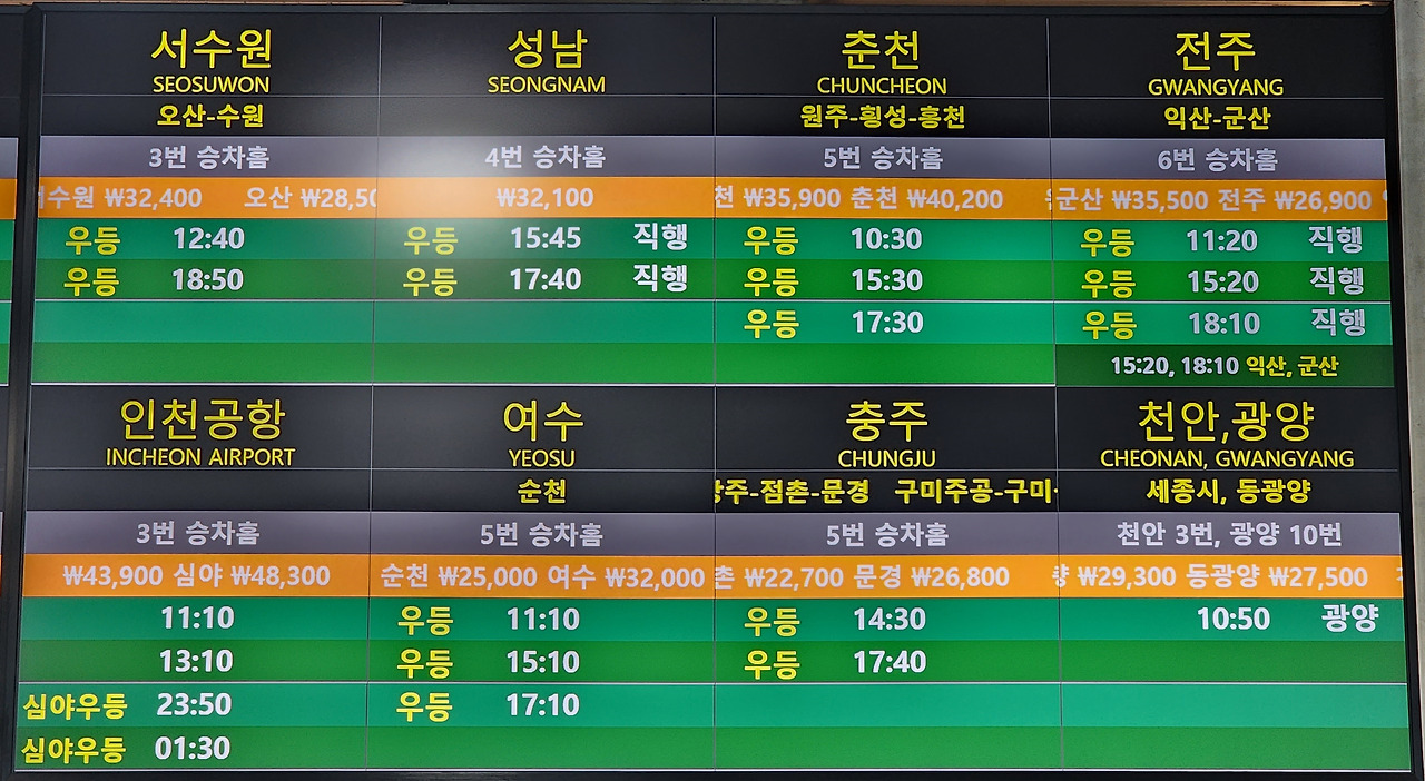 경주시외버스터미널 시간표 And 무료 주차장
