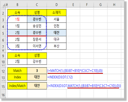 009 엑셀 함수 Plus Index Match 함수 사용법 원하는 값 찾기 다중조건 배열함수