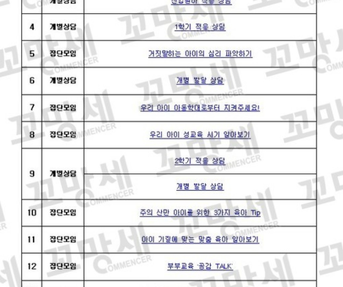 부모교육 연간계획안 👶유아교육👶