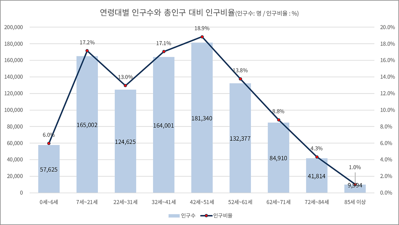 경기 화성시 인구 피라미드와 성별 연령별 인구수 분석 매우 젊은도시