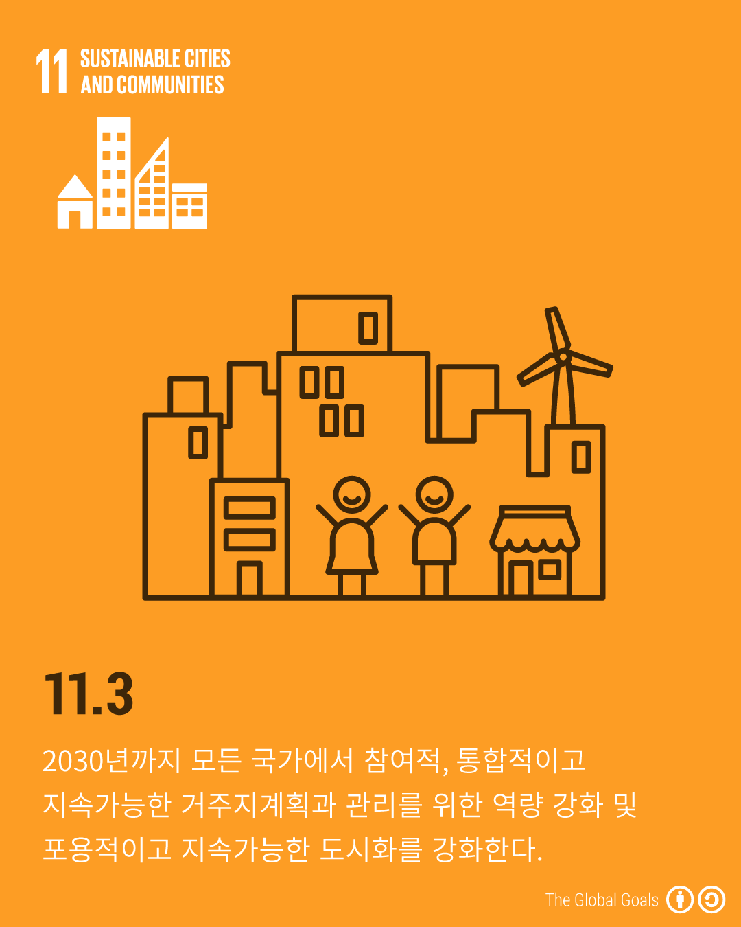 Un Sdgs 설명 목표11 지속가능한 도시 및 거주지 조성 포용적이고 안전하고 복원력이 있으며 지속가능한 도시와 인간