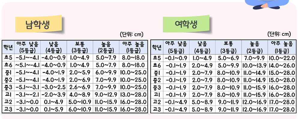 PAPS 팝스 기준표 및 종목 측정 방법