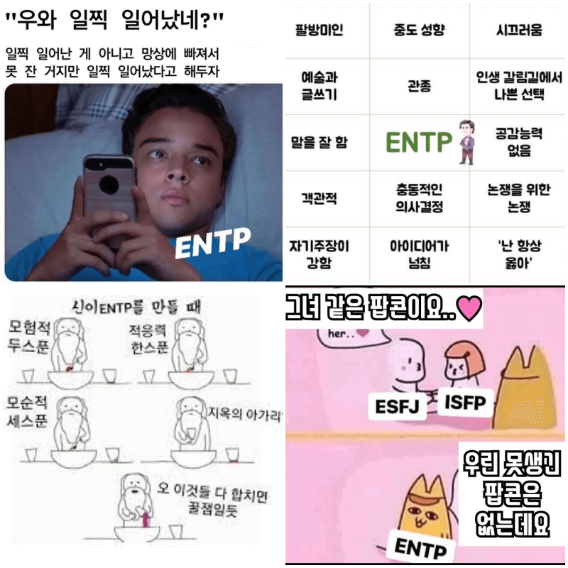 Mbti Entp 특징 연애 궁합 짤 밈 Entp 남자 Entp 여자 엔팁 특징 엔팁 연애
