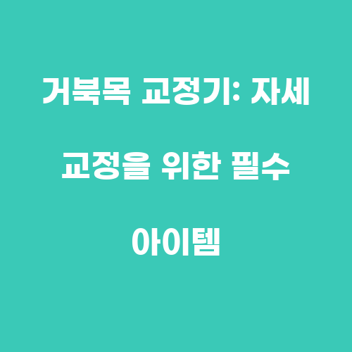 거북목 교정기 자세 교정을 위한 필수 아이템