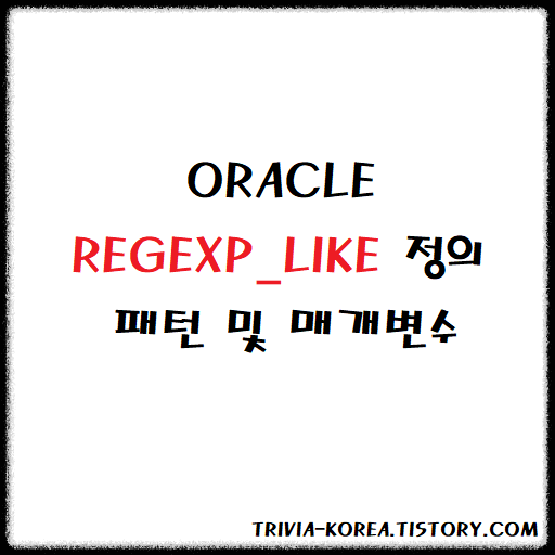 [오라클] 정규식 REGEXP_LIKE 정의 및 패턴, 매개변수 (REGEXP_LIKE definition and pattern, parameters)