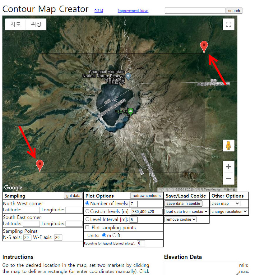 웹에서 등고선 추출