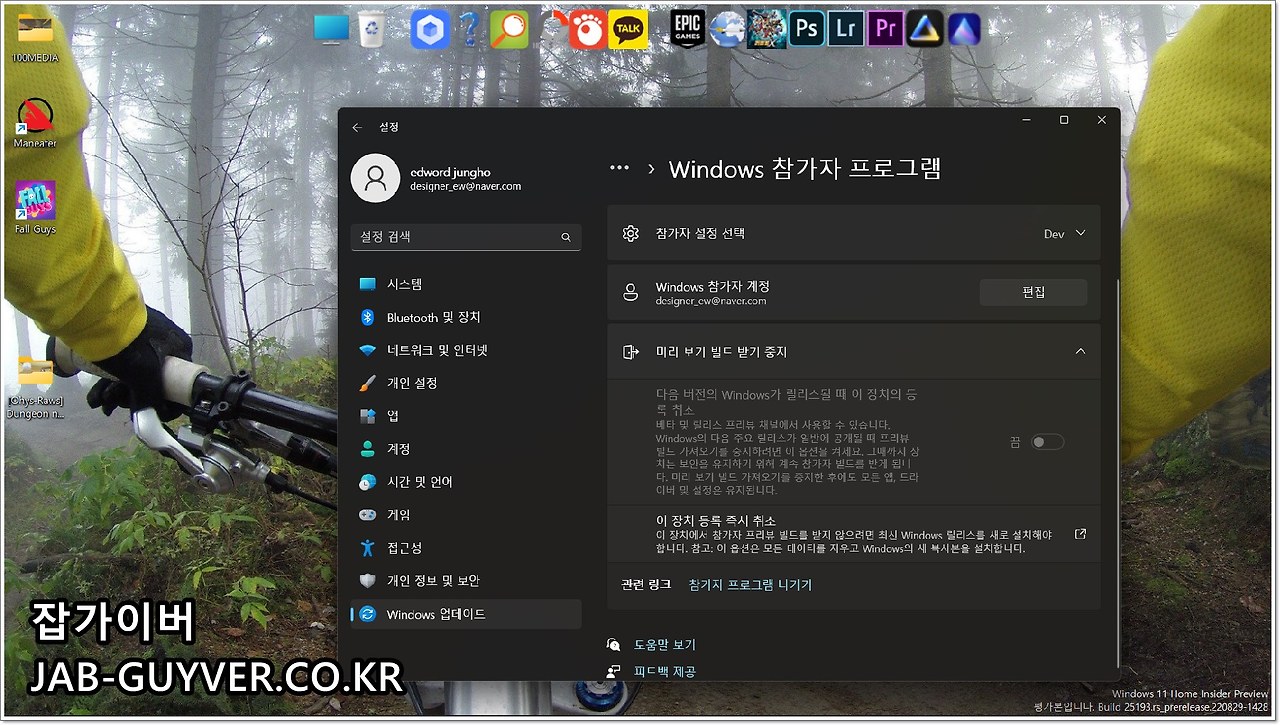Winodws 참가자 프로그램 중단 해제방법 윈도우11