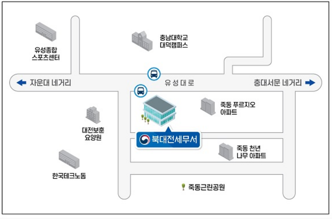 유성구 대덕구 북대전세무서 전화번호 부서별 담당업무 및 연락처 위치 안내