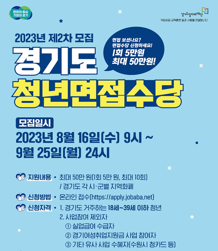 경기도 청년 면접수당 최대 50만원 지원받는 방법 및 경기지역화폐 신청방법