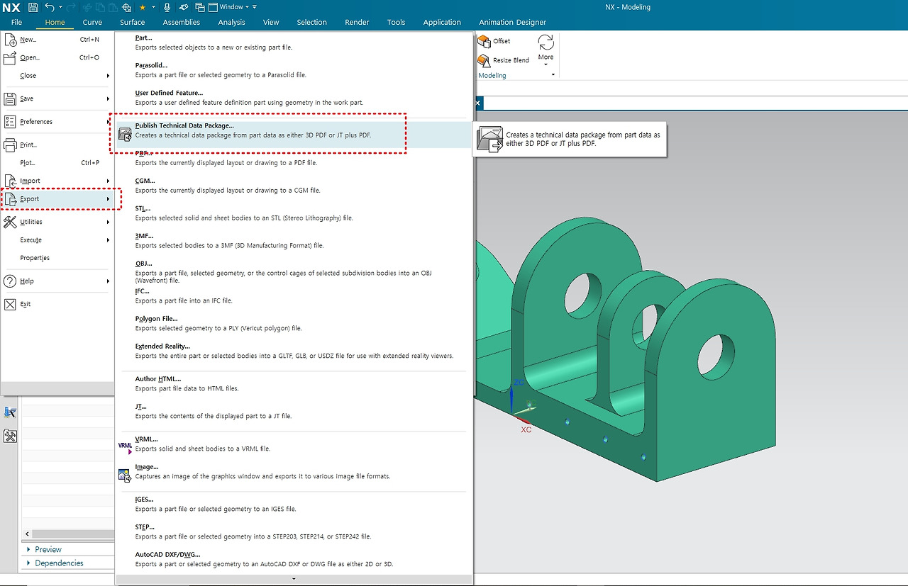 Siemens UG NX 3D PDF 내보내기 저장 및 치수측정
