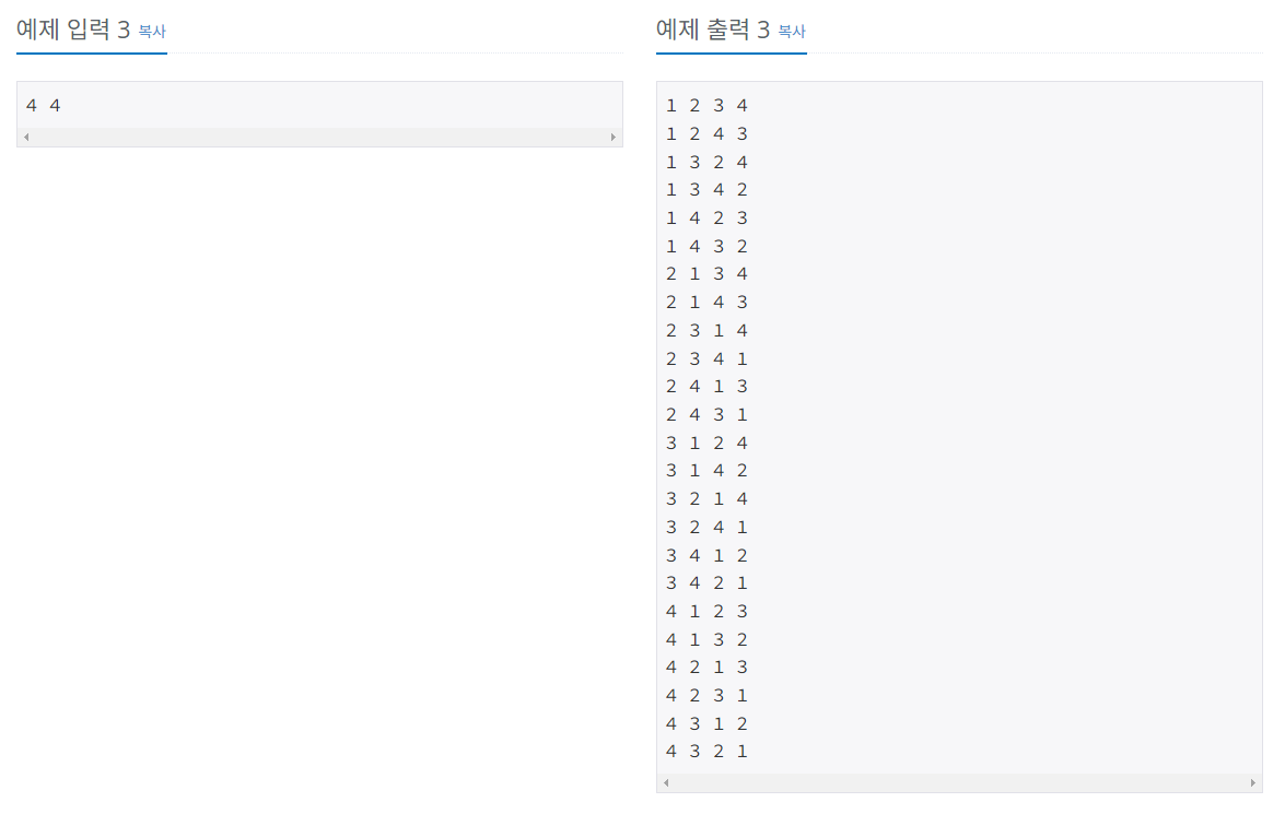 백준 15649번: N과 M[JAVA]