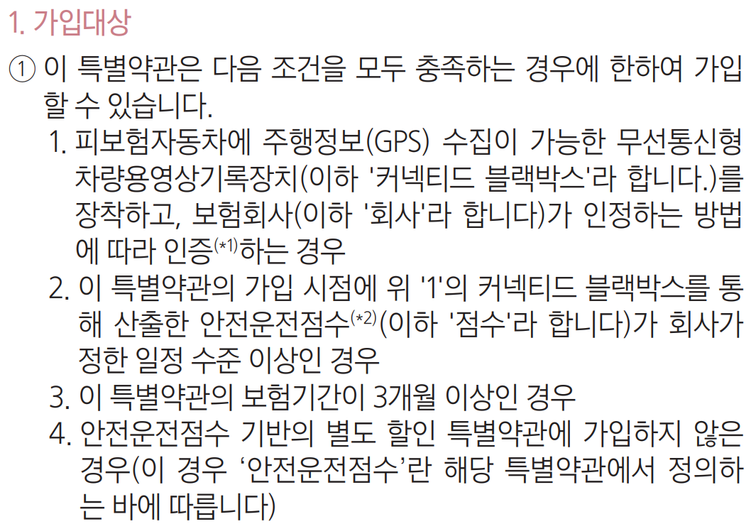 삼성화재 개인용애니카자동차보험 커넥티드 블랙박스 착한운전 할인 특별약관