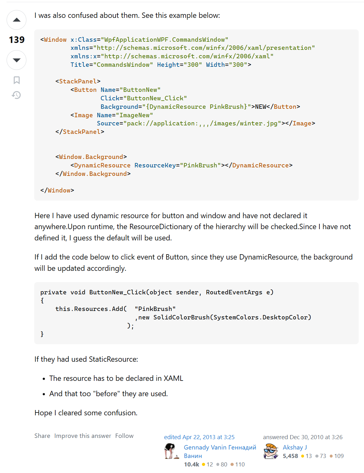[WPF] StaticResource, DynamicResource :: 기억상기용