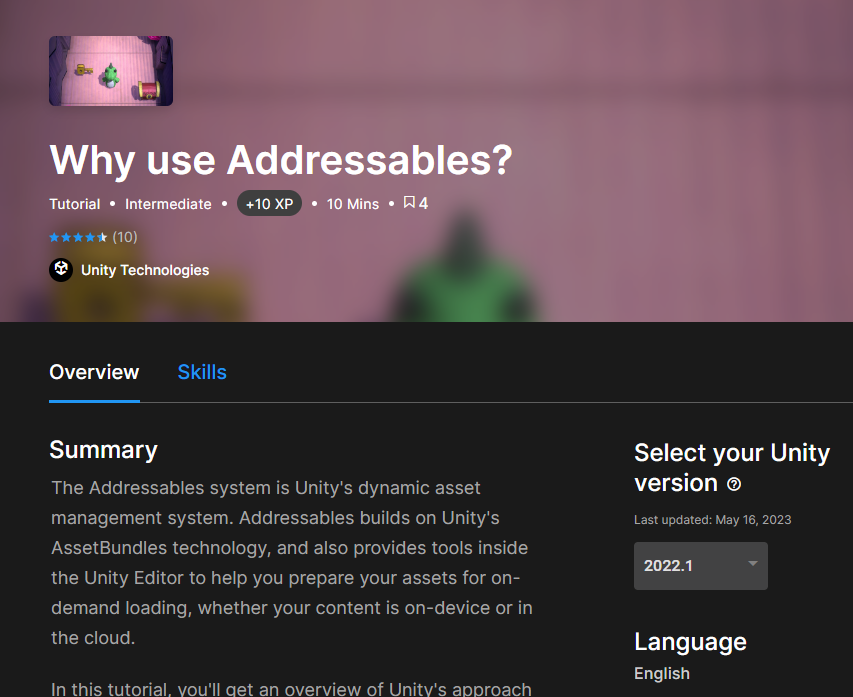 어드레서블 시작하기(Get started with Addressables) 스터디 노트 1화