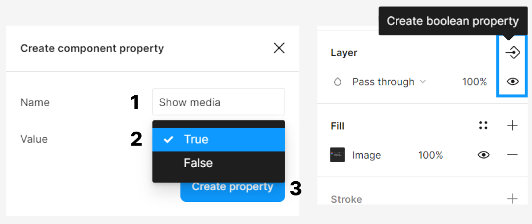 피그마 핵심2) 컴포넌트 프로퍼티 Boolean(불리언), Instance swap(인스턴스 스와이프), Text(텍스트) 추가방법