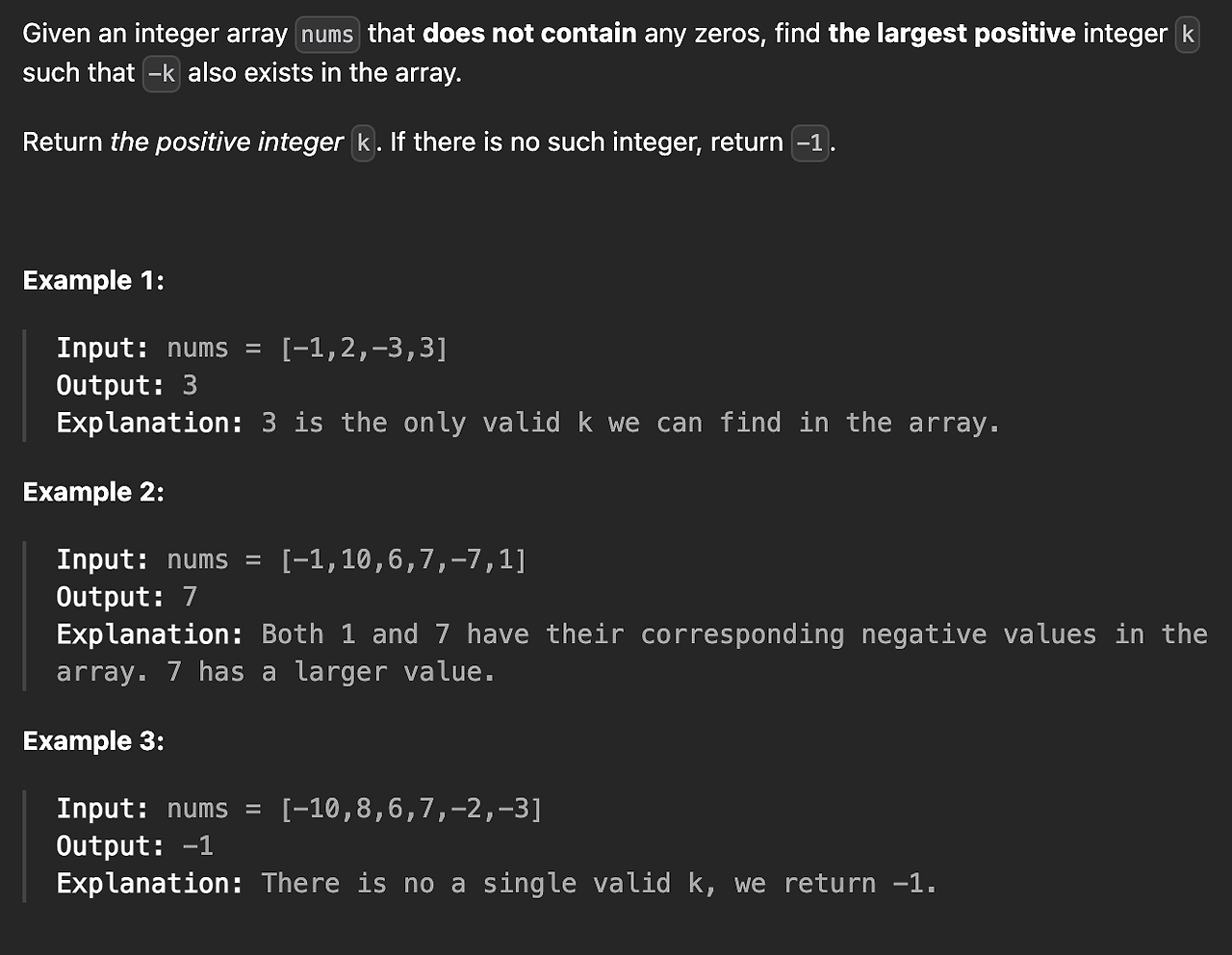 [LeetCode] 2441. Largest Positive Integer That Exists With Its Negative :: Jay's Develop Note