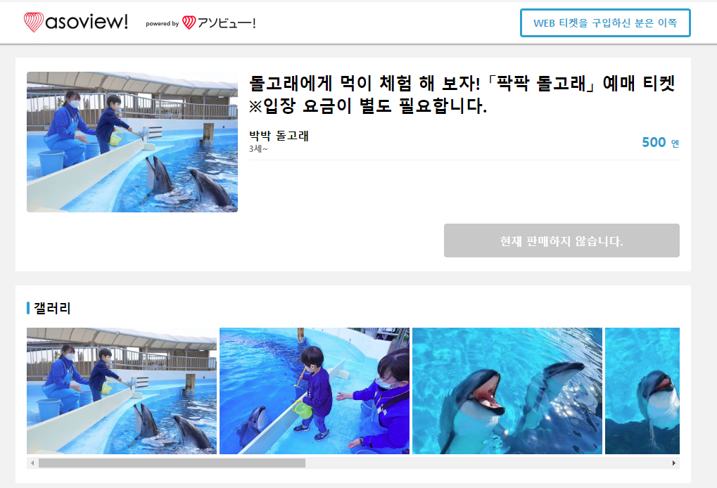 후쿠오카 우미노나카미치 마린월드 수족관 돌고래 먹이주기 체험