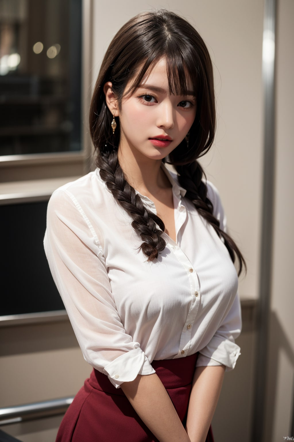 전형적인 오피스룩 입은 여자 Ai