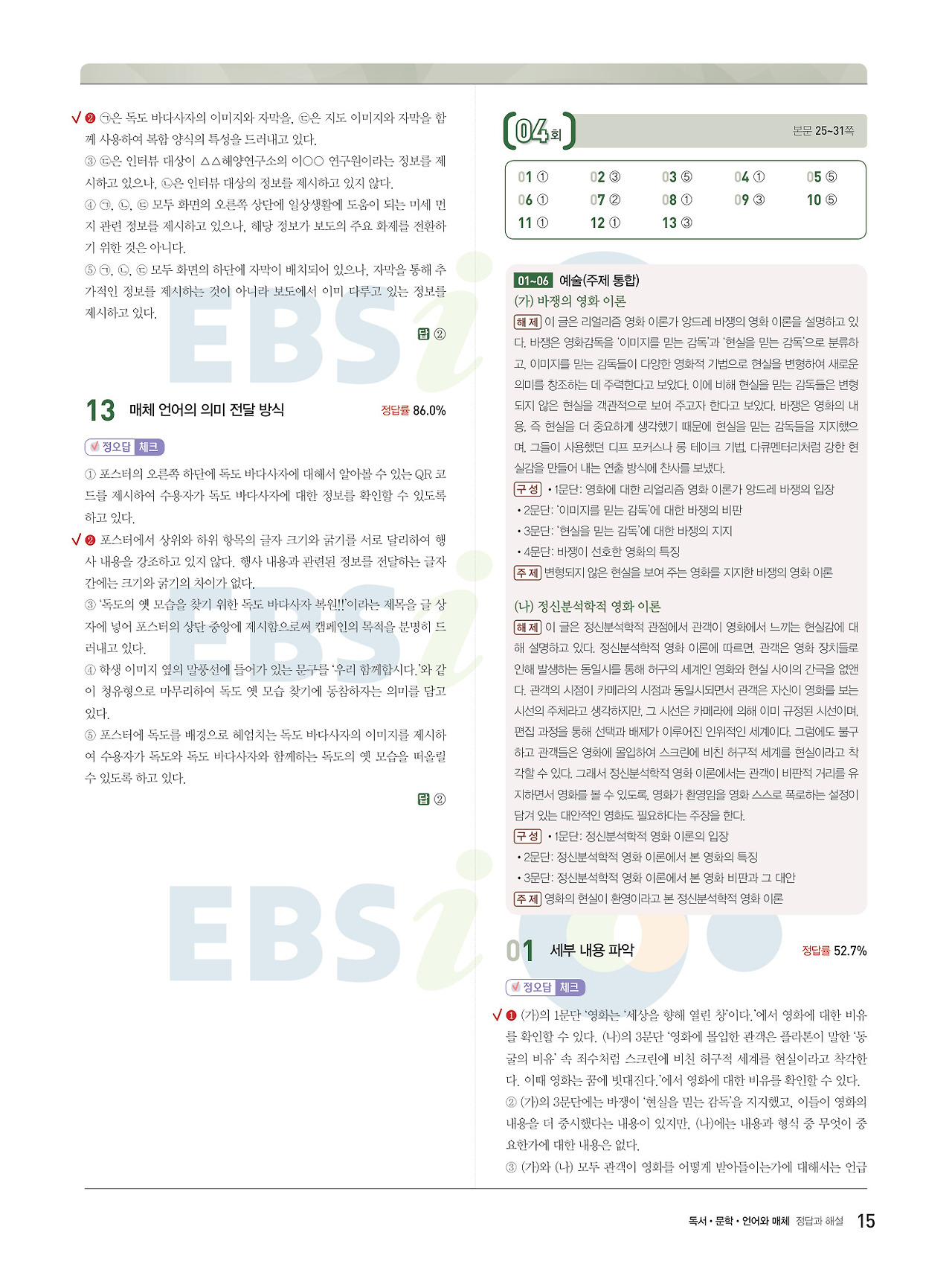 EBS 2026학년도 수능 기출의 미래 미니모의고사 국어영역 독서 문학 언어와 매체 답지 해설 PDF 사진답지