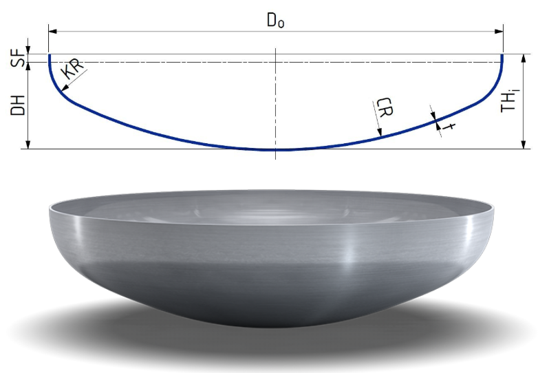 Torispherical Head (접시구형) in Horizontal Cylindrical Tank Volume Calculation