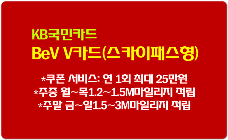[KB 국민카드] 프리미엄 카드 'BeV V카드(스카이패스형)' 혜택