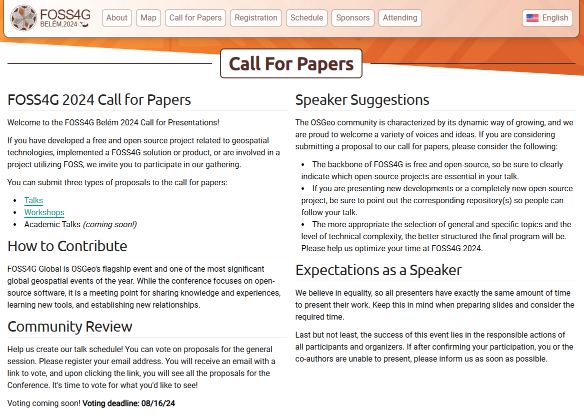 FOSS4G 2024 Belem CfP 안내 :: OSGeo(Open Source GeoSpatial) 한국어 지부