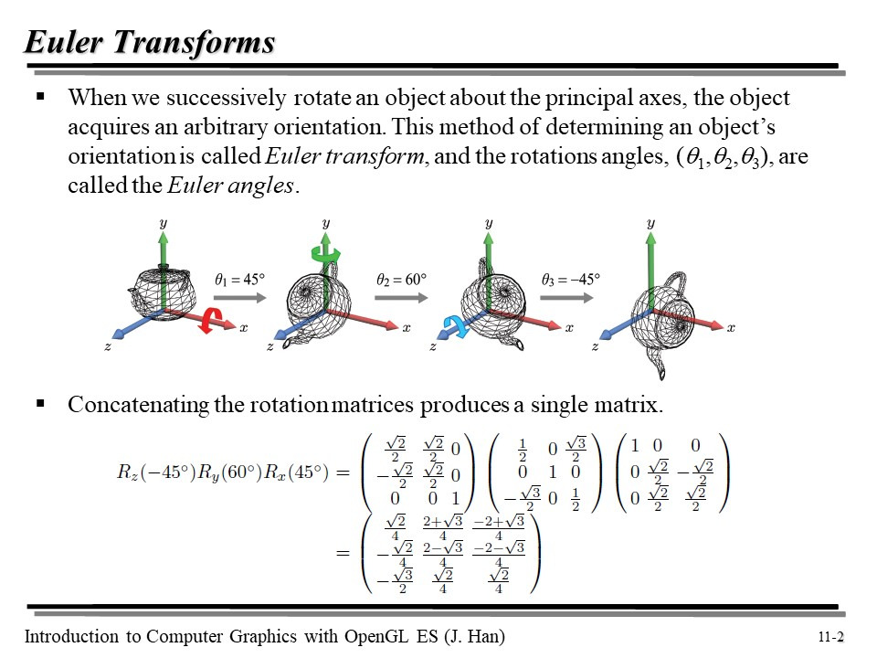 Opengl Es 11강 오일러 변환euler Transform 과 쿼터니언quaternion