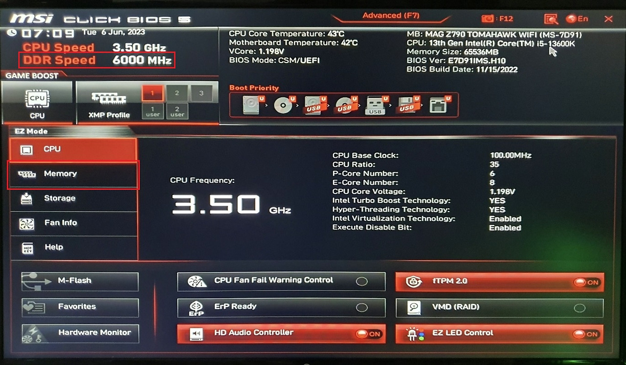 MSI XMP 메모리 설정 방법 - Extreme Memory Profile(XMP) Enabled