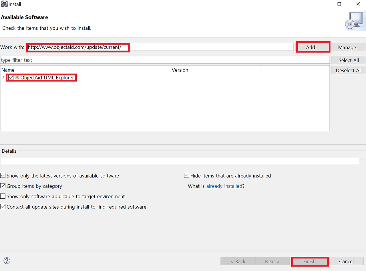 Eclipse how to install objectaid uml explorer - farmvse