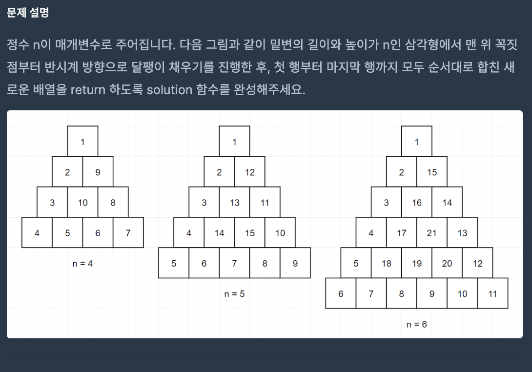 [Programmers/Lv. 2] 삼각 달팽이 (월간 코드 챌린지 시즌1, Python)