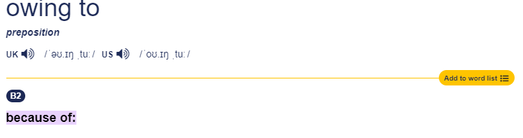 [영어 표현 비교] Because of, Owing to, due to 차이