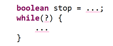 [Java] 이것이 자바다 3장 확인 문제 2 : while(조건식){}에서 stop이 true일 때 반복을 멈추는 조건식 ...