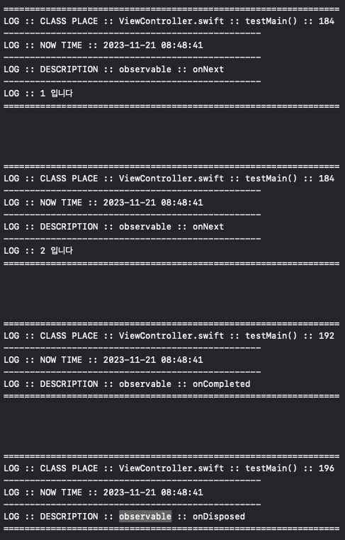 164. (swift5/xcode) [RxSwift] [Observable] map 사용해 발행 되는 아이템 요소 변환 출력 실시