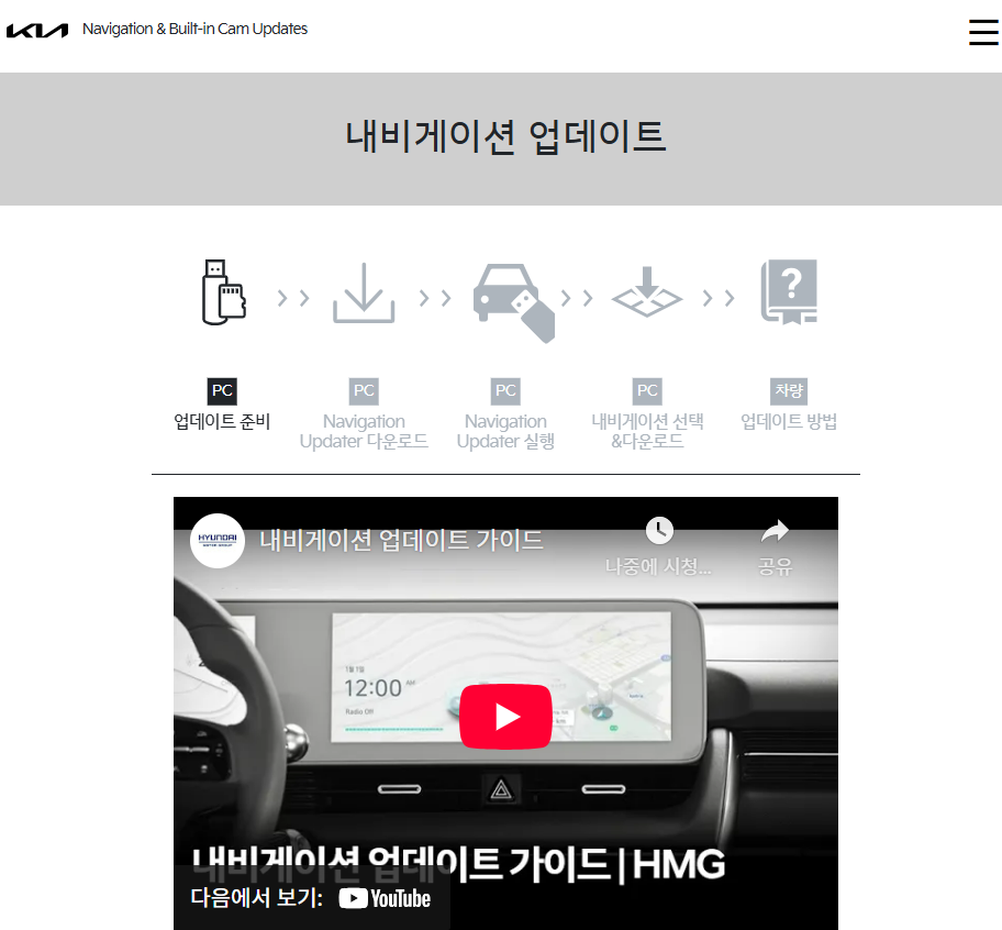 기아차 내비게이션 업데이트 서비스센터