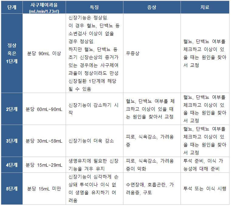 신사구체여과율이 무엇일까 신사구체여과율 수치별 상태