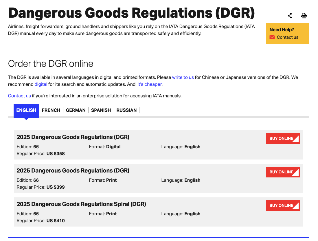 IATA 위험물 매뉴얼(Dangerous Goods Regulations, DGR)