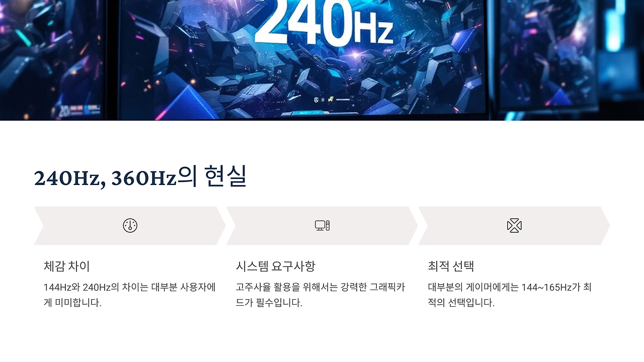모니터 주사율 차이, 144hz vs 240hz 눈으로 체감될까?