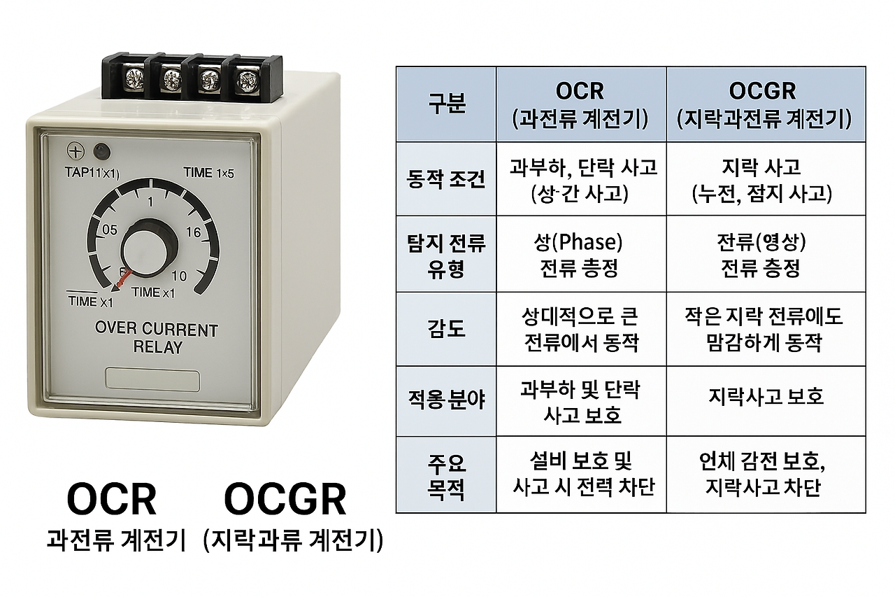 OCR(Over Current Relay), OCGR(Over Current Ground Relay) 차이점. [정의 및 역할 ...