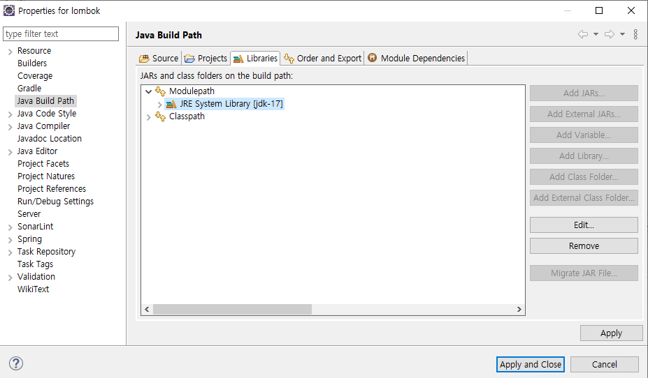 이클립스 The import java.util cannot be resolved 에러 해결방법