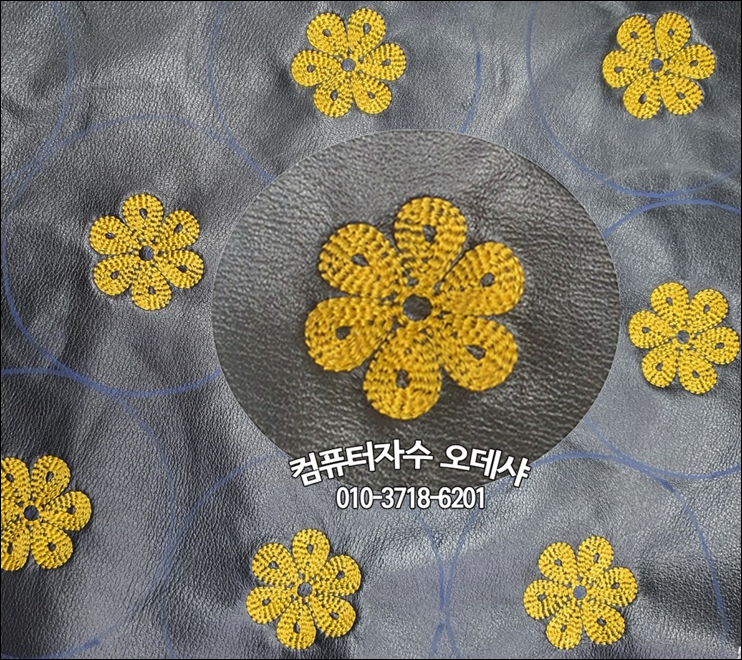 가죽복조리가방 문양자수