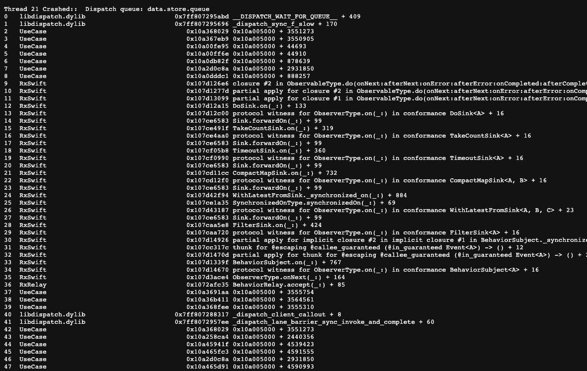 [Tip] RxSwift 콜스택만 잔뜩있는 크래시 로그로 디버깅하기