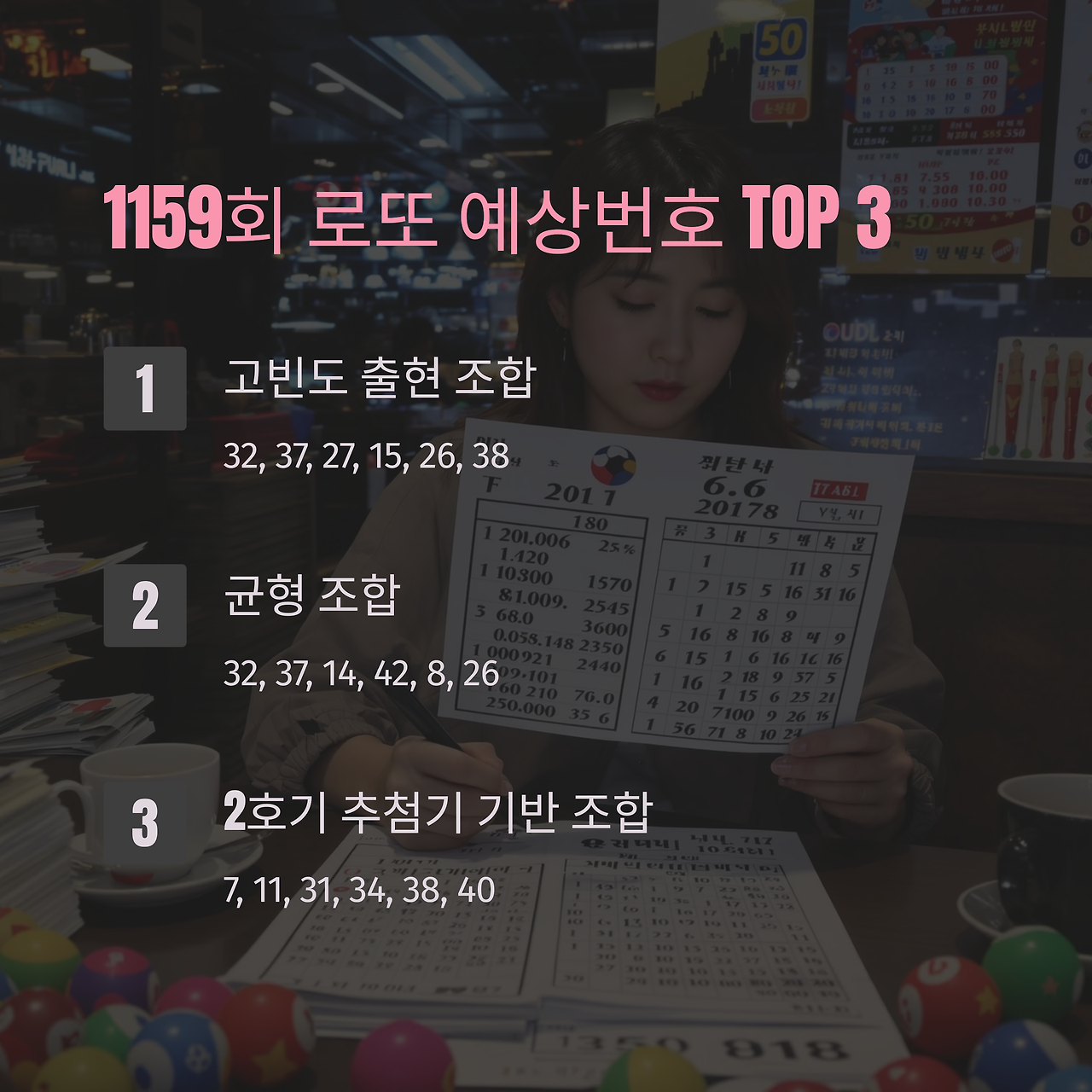 로또 당첨 번호 1159회 15주간 가장 많이 나온 로또번호 숫자에서 행운숫자 찾기 로또 1159회 당첨 예상번호 3가지