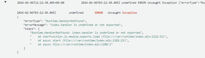 [AWS] lambda 'index.handler is undefined or not exported' 에러 해결 :: IT즈니