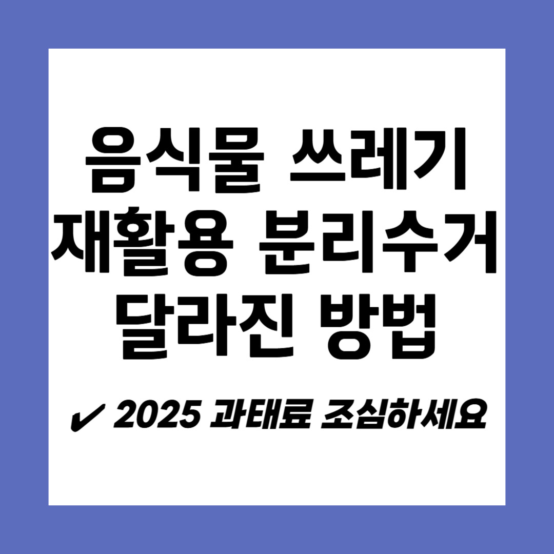 음식물 쓰레기 재활용 분리수거 2025 달라진 방법 과태료 조심하세요실제사례