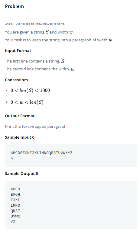 python]hackerRank] Text Wrap (저장용) :: 취미로 공부하기