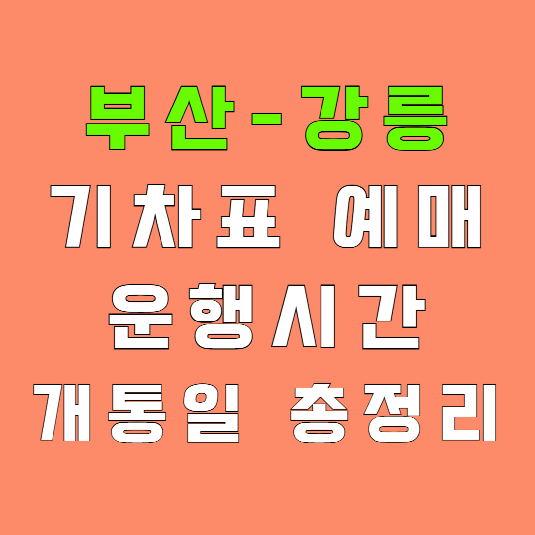 부산 강릉 동해선 기차개통 시간표 예매 방법 가격 총정리