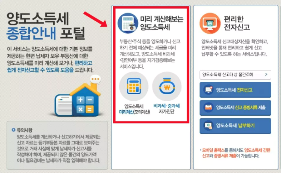 양도소득세 확정신고 계산기 신고방법 양도소득 비과세 신고서류