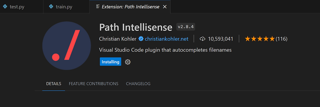 VSCode 경로 자동완성 extension Path Intellisense